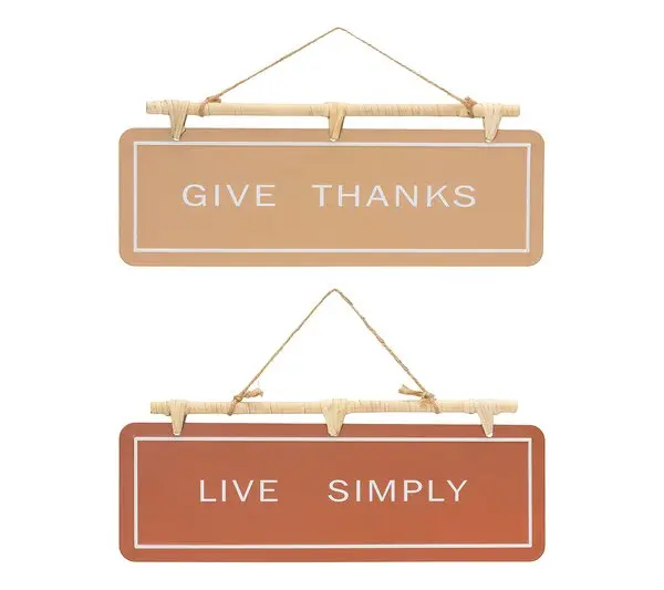 MELROSE Set Of 2 Hanging Fall Sentiment Sign - One-color