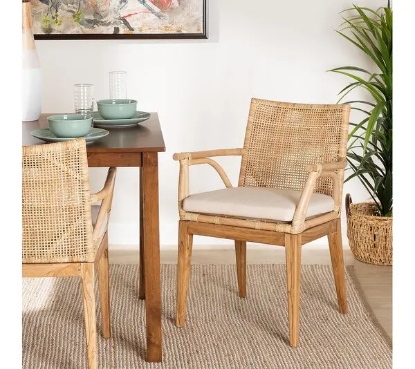 BAXTON STUDIO Bali & Pari Storsel Natural Brown Rattan Dining Chair - One-color