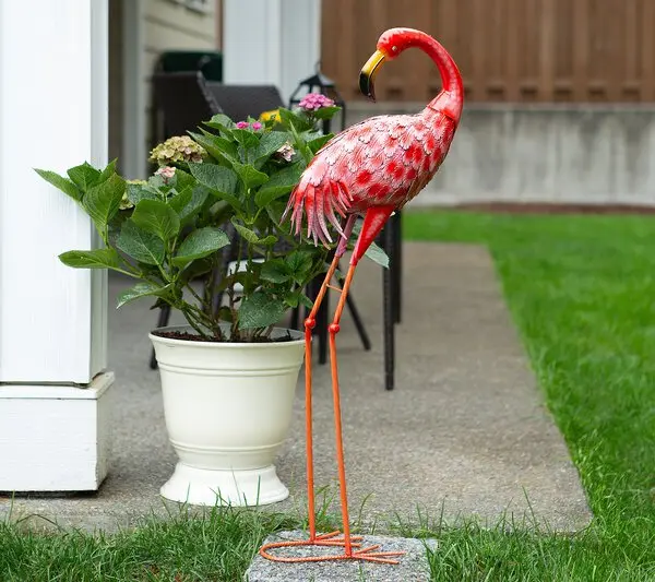 ZINGZ & THINGZ Standing Flamingo Looking Back G Arden Statue