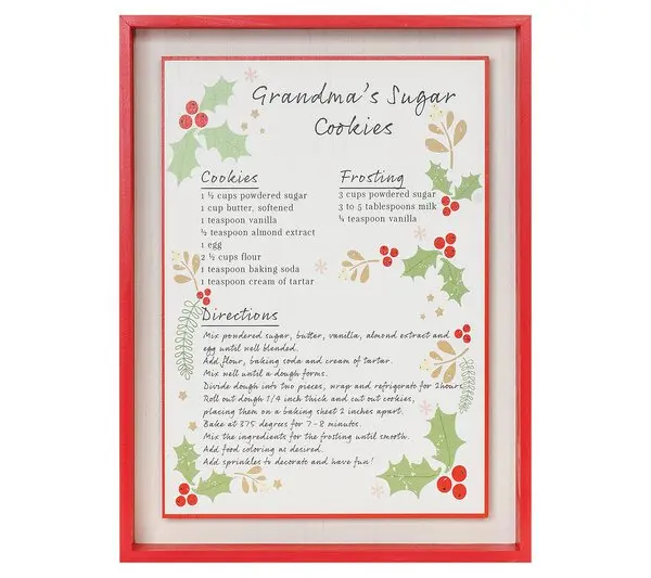 MELROSE Grandma's Sugar Cookie Recipe 16.5'h - One-color