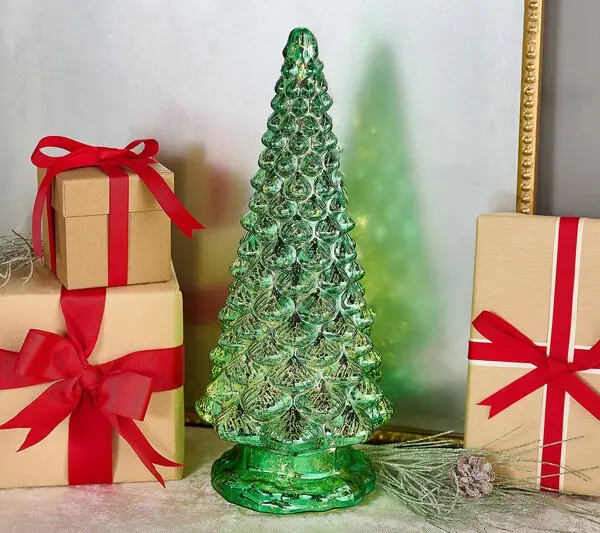 VALERIE PARR HILL As Is 16' Twinkling Mercury Glass Tree Valerie - One-color