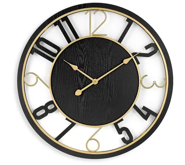 SORBUS 24' Wooden Wall Clock, Battery Operated - One-color