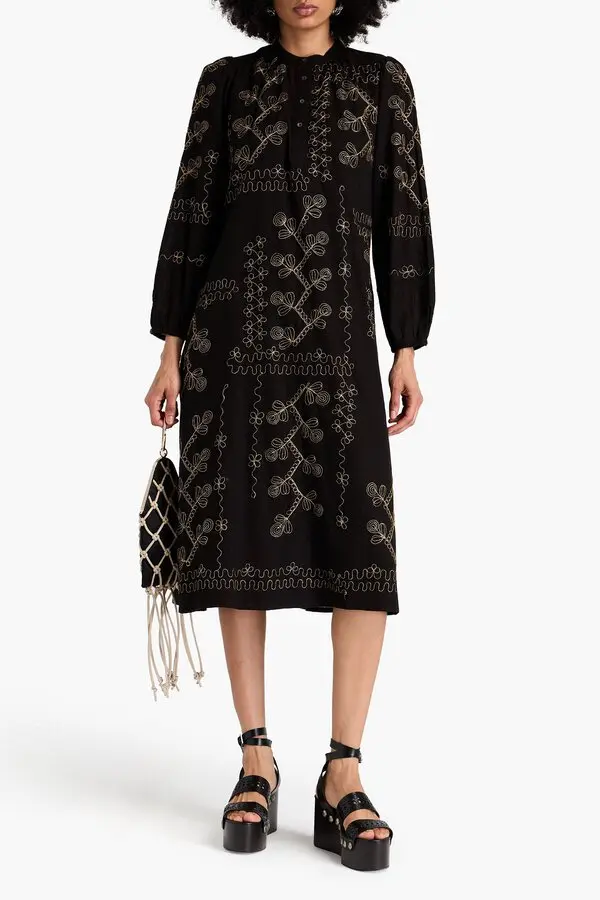 green emerald velvet dress Antik Batik Bibi embroidered mini dress – Luisa World main image 0