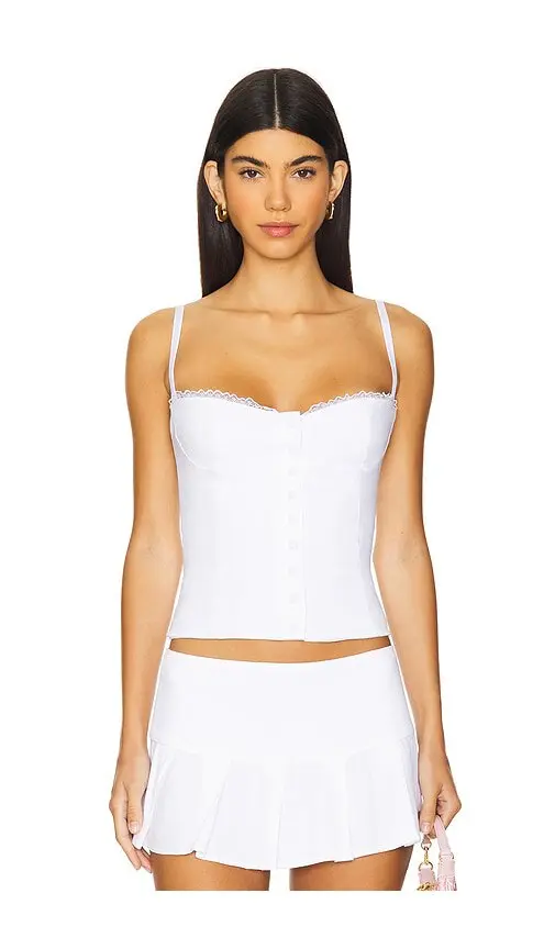 BELLA VENICE Caity Corset With Eyelash Trim - White