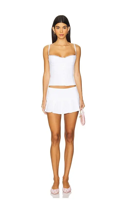 BELLA VENICE Caity Corset With Eyelash Trim - White