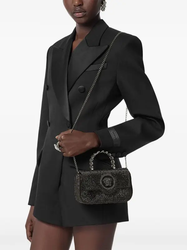 Versace La Medusa Crystal-embellished Mini Bag - Black