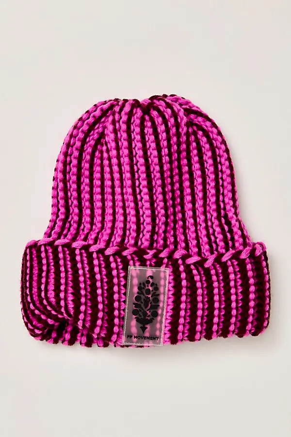 Free People Apres Ski Knit Beanie - Pink Combo
