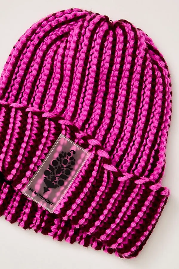 Free People Apres Ski Knit Beanie - Pink Combo