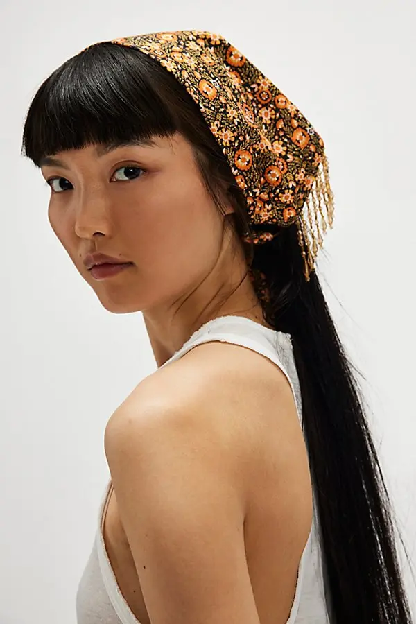 Curried Myrrh Beatrix Hair Scarf In Amber Floral - 58% Off  display picture 3