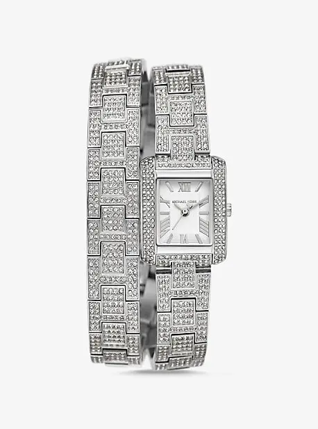 Pave Silver Tone Michael Kors Silver Diamante Watch Michael Kors