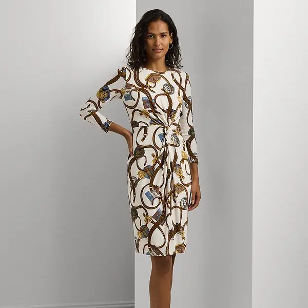 Ralph Lauren Belting-Print Jersey Dress In Cream Multi - 24% Off |  Editorialist