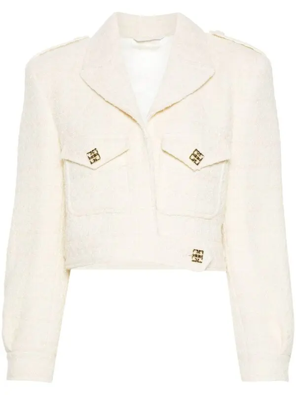 Givenchy Cropped Tweed Jacket - Neutrals