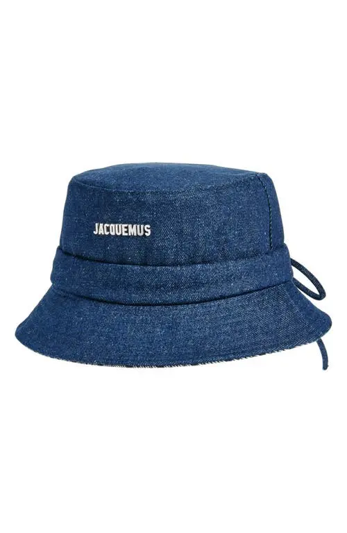 Jacquemus Le Bob Gadjo Denim Bucket Hat - Navy/ Navy Stripe 38f