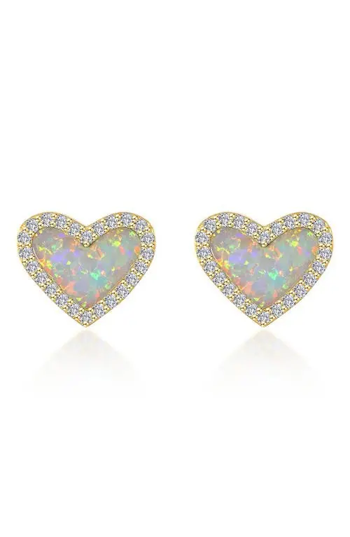 Lafonn Simulated Opal And Simulated Diamond Heart Stud Earrings - White