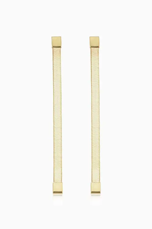 ORADINA 14k Park Avenue Herringbone Drop Earrings - Yellow Gold