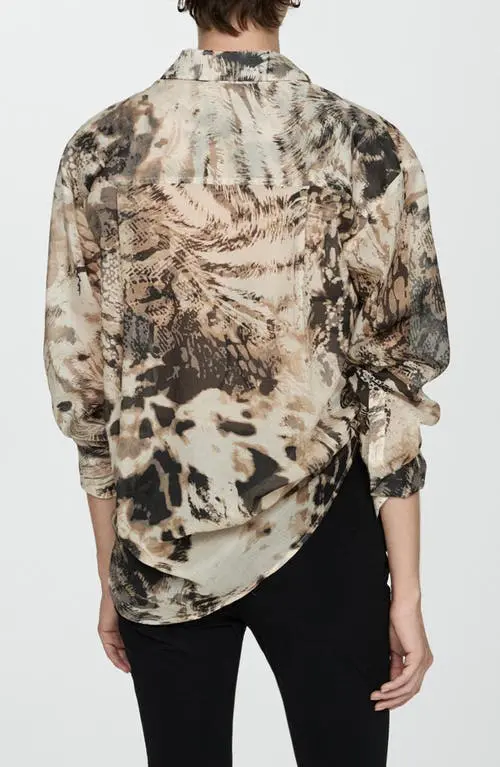 Mango Semisheer Animal Print Shirt