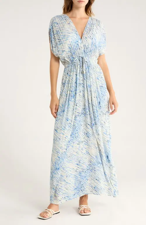 Elan Wrap Maxi Cover-up Dress - Blue Sahara
