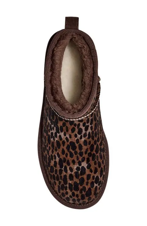 UGG Classic Ultra Mini Leopard Print Calf Hair Booties - Bcdr