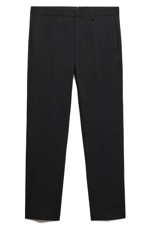 Mango Superslim Fit Flat Front Stretch Dress Pants - Black