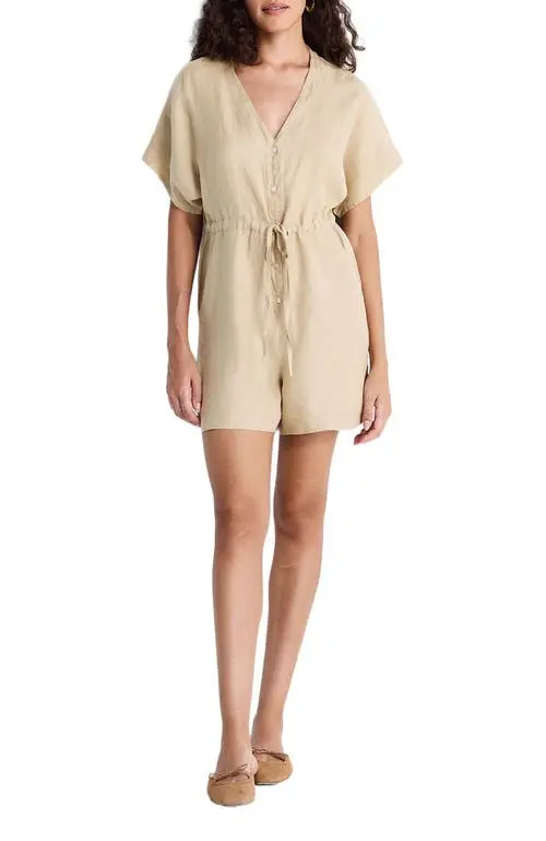 REISTOR V-neck Drawstring Romper - Neutral