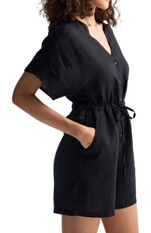 REISTOR V-neck Drawstring Romper - Solid