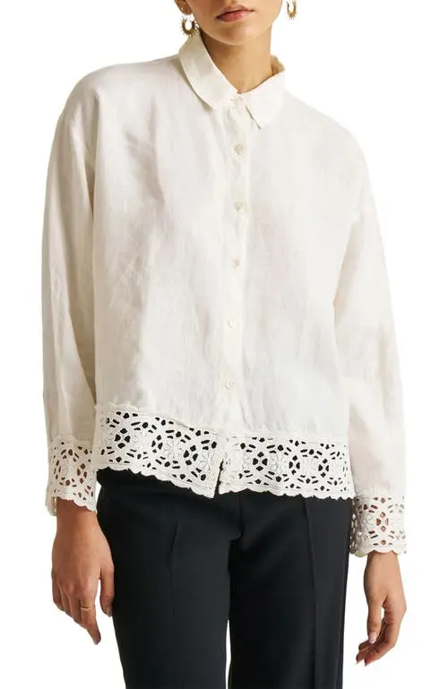 REISTOR Button-down Shirt With Lace - Off-white