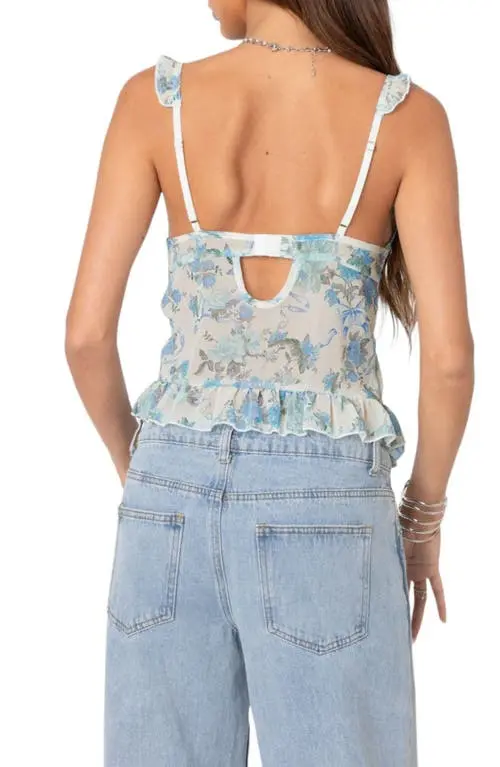 EDIKTED Floral Cascade Ruffle Camisole