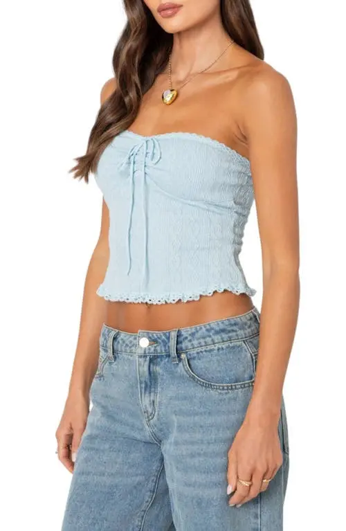 EDIKTED Lacey Tube Top - Light-blue