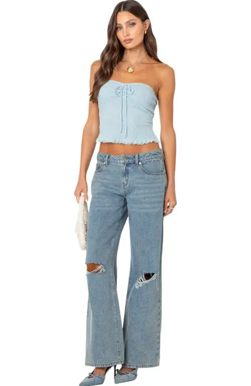 EDIKTED Lacey Tube Top - Light-blue