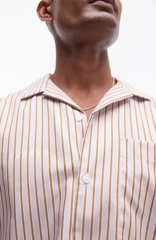 Topman Stripe Oversize Camp Shirt