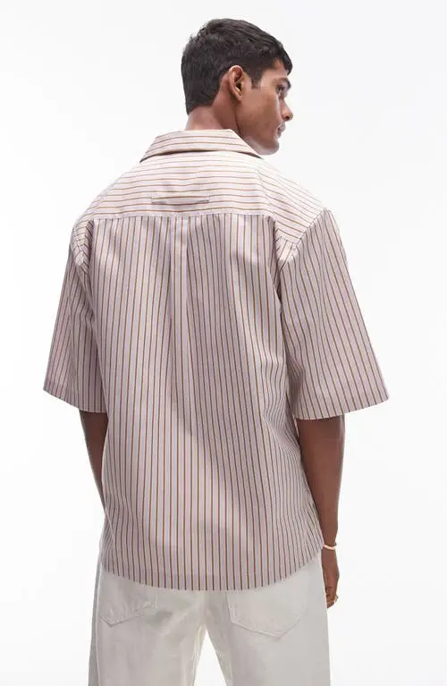 Topman Stripe Oversize Camp Shirt