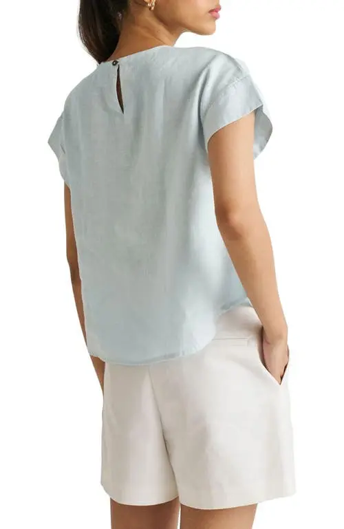 REISTOR Cap Sleeved Top With Peephole Back - Summer Blue