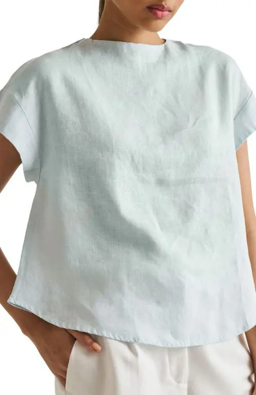 REISTOR Cap Sleeved Top With Peephole Back - Summer Blue