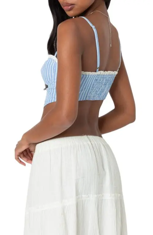 EDIKTED Puckered Triangle Hem Corset Crop Top
