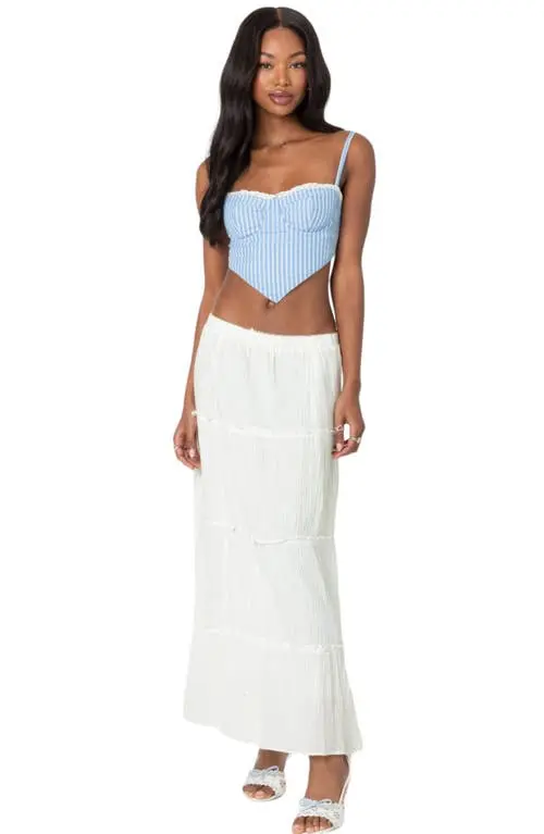 EDIKTED Puckered Triangle Hem Corset Crop Top