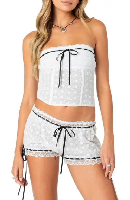EDIKTED Ribbon Eyelet Cotton Corset Top
