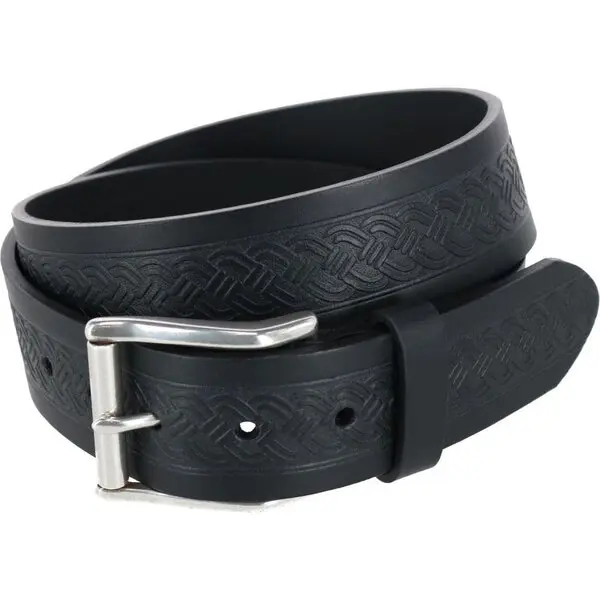 Trafalgar Grady 40mm Celtic Scroll Embossed Leather Jean Belt - Black