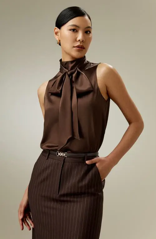 Lilysilk Sleeveless Silk Blouse With Tie Neck