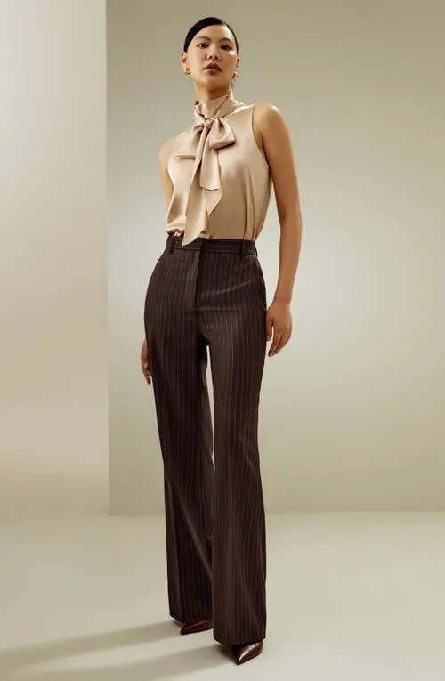Lilysilk Sleeveless Silk Blouse With Tie Neck - Light Camel