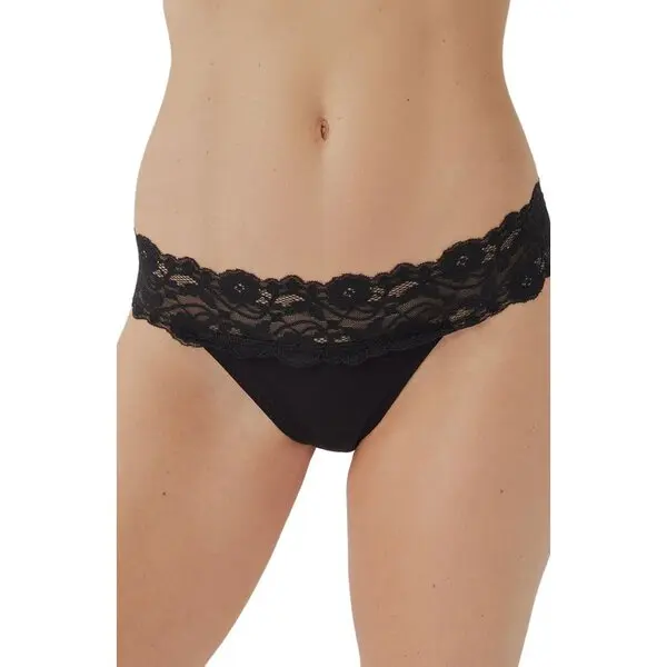 PACT Lace Waist Thong 3-pack - Black