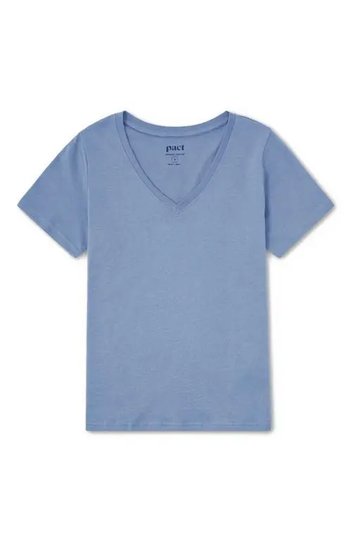 PACT Organic Cotton Softspun V-neck Tee - Hydrangea Blue