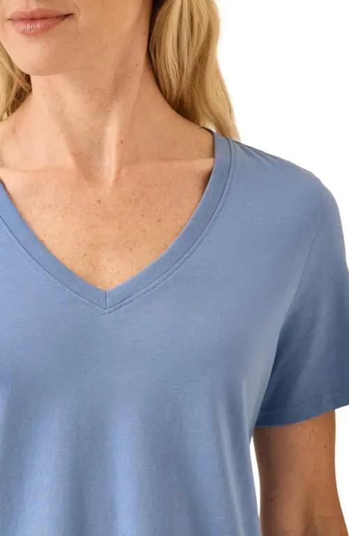 PACT Organic Cotton Softspun V-neck Tee - Hydrangea Blue