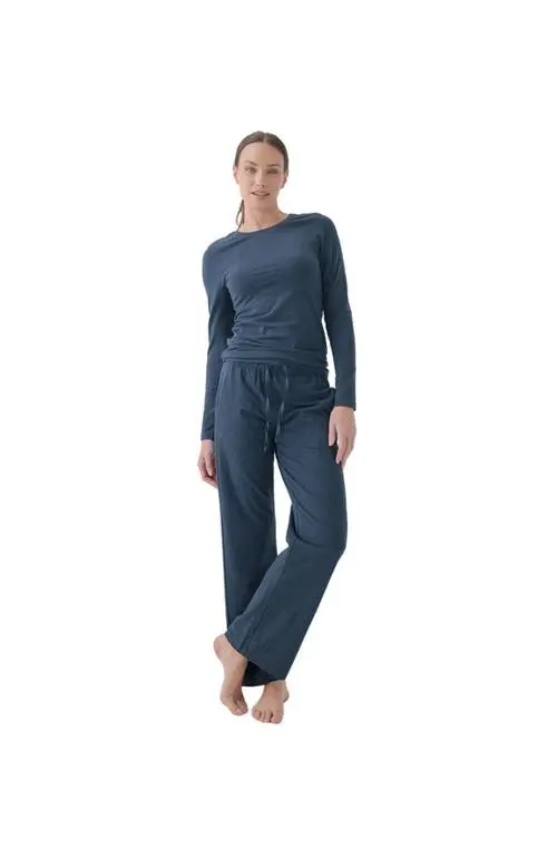 PACT Luxe Essential Wide Leg Pant - French Navy Heather