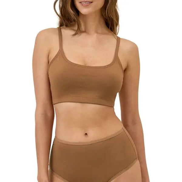 PACT Everyday Strappy Scoop Bralette - Brown Sugar