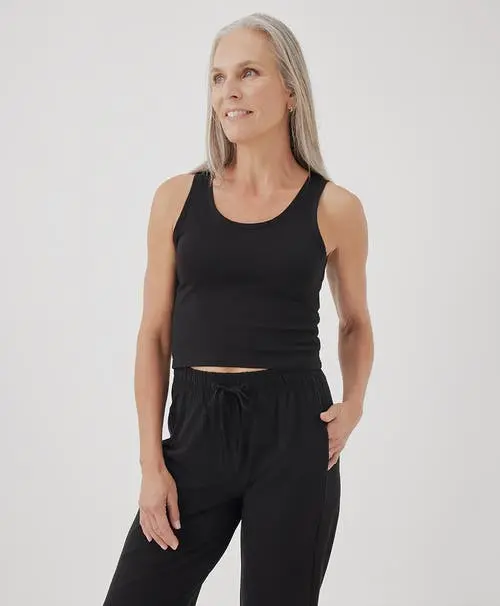 PACT Organic Cotton Fitted Lounge Tank - Black