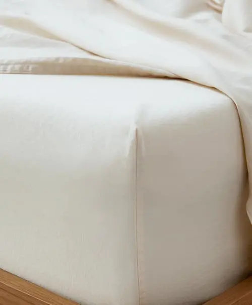 PACT Organic Cotton Organic Room Service Sateen Fitted Sheet - Bone