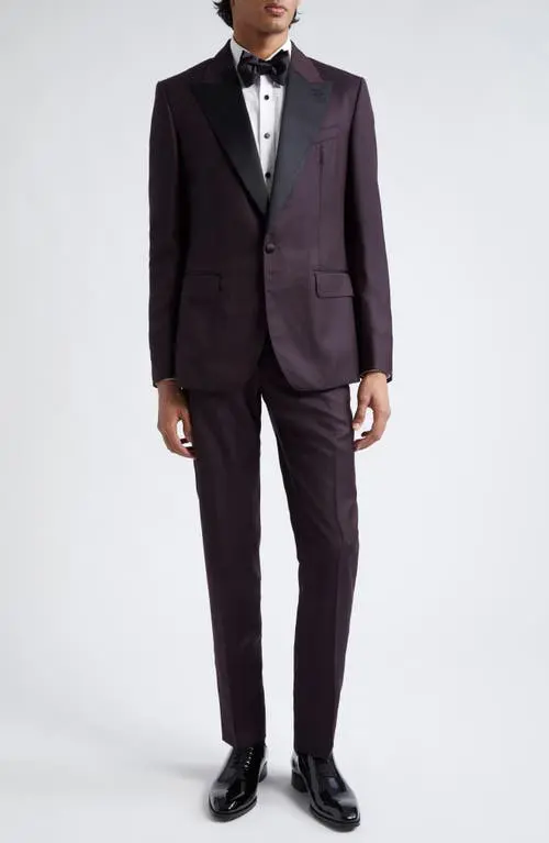 Dolce & Gabbana Maroon Wool Blend Tuxedo