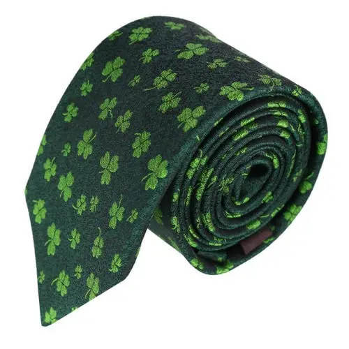 Trafalgar Shamrock Novelty Silk Necktie - Green Shamrocks