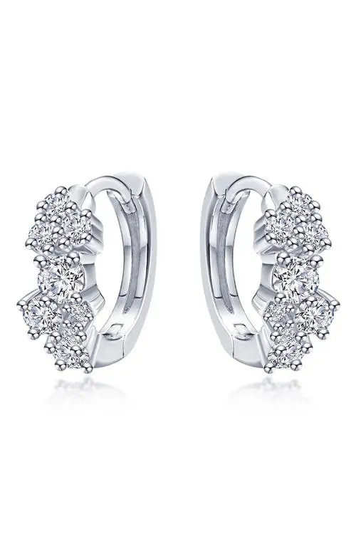 Lafonn Clustered Diamond Huggie Hoop Earrings - Silver