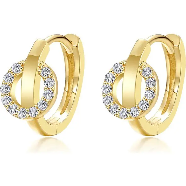 Lafonn Interlocking Simulated Diamond Huggie Hoop Earrings - Gold/white